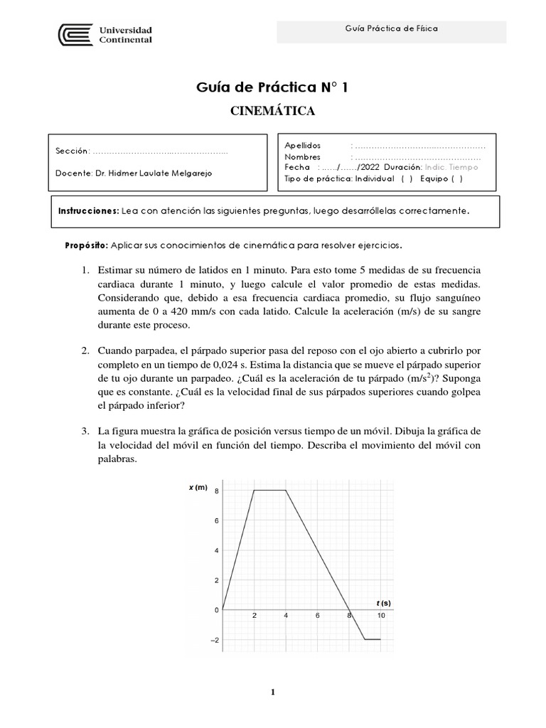 S1 - Guía Práctica - Cinemática | PDF | Corazón | Cinemática