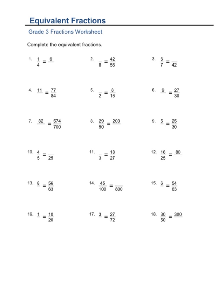 Grade 3 - Equivalent Fraction - Part 3 | PDF