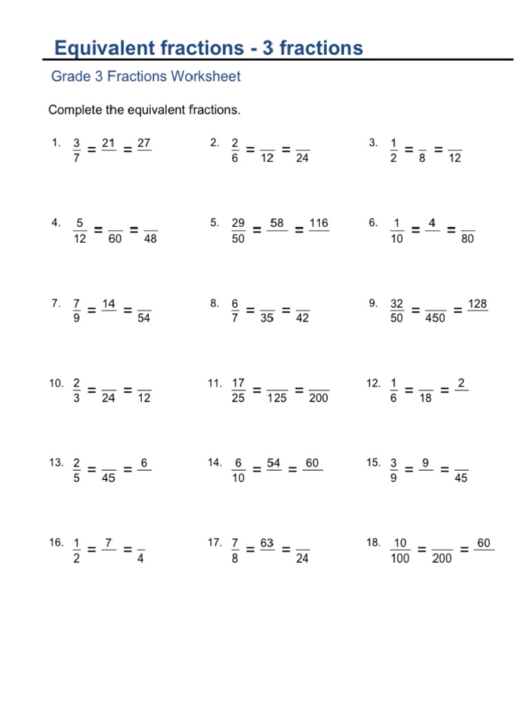 Grade 3 - Three Fractions | PDF