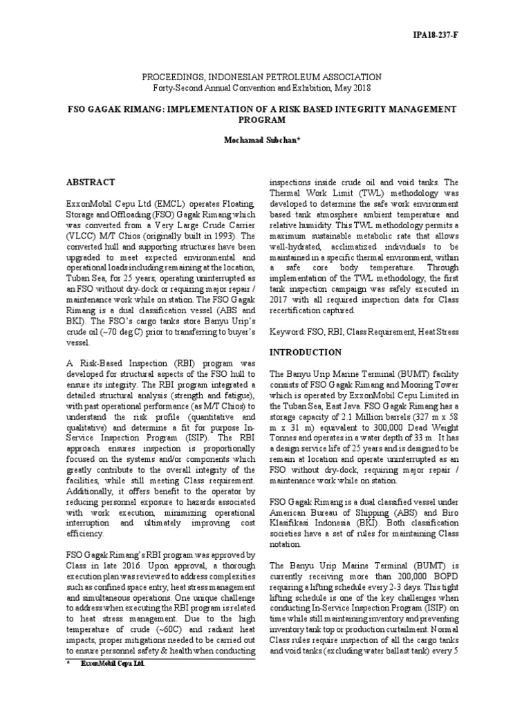 04.fso Gagak Rimang - Implementation of A Risk Based Integrity Management Program | Download ...