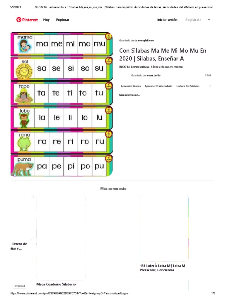 Actividades de Sílabas para Preescolar | PDF | Comunicación escrita ...