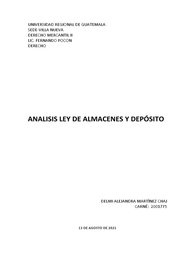 Ley de Almacenes y Deposito | PDF