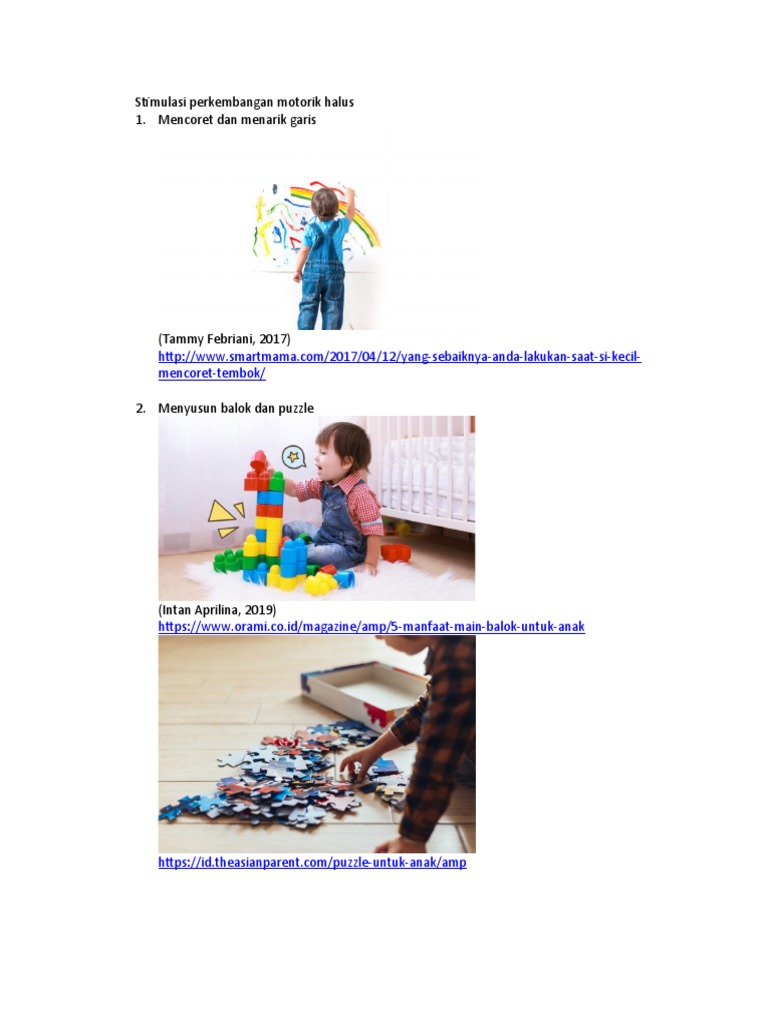 Stimulasi Perkembangan Motorik Halus 1. Mencoret Dan Menarik Garis | PDF | Karier & Perkembangan ...