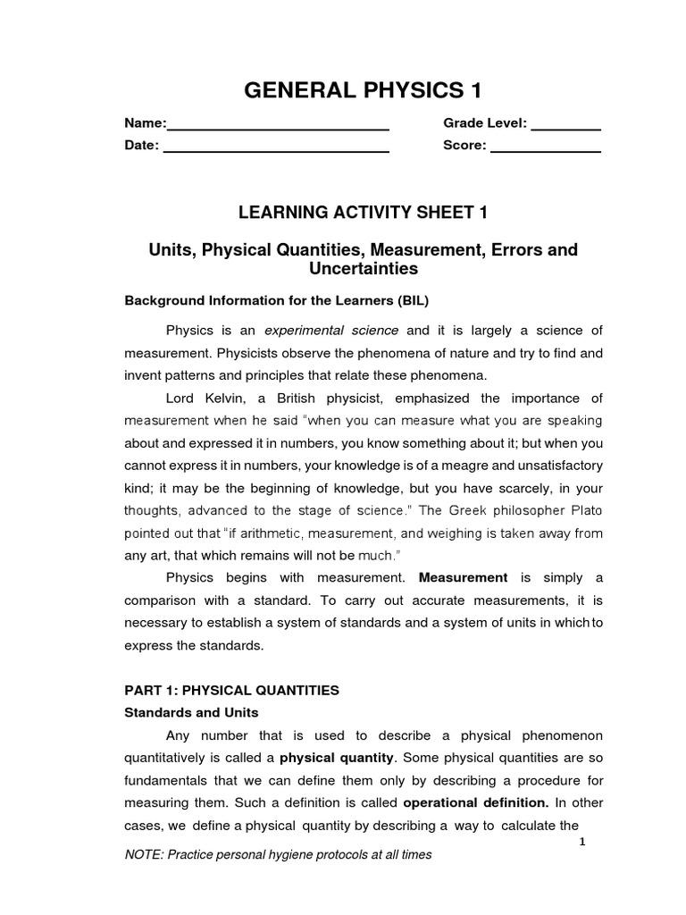 Module 1 Pdf International System Of Units Measurement