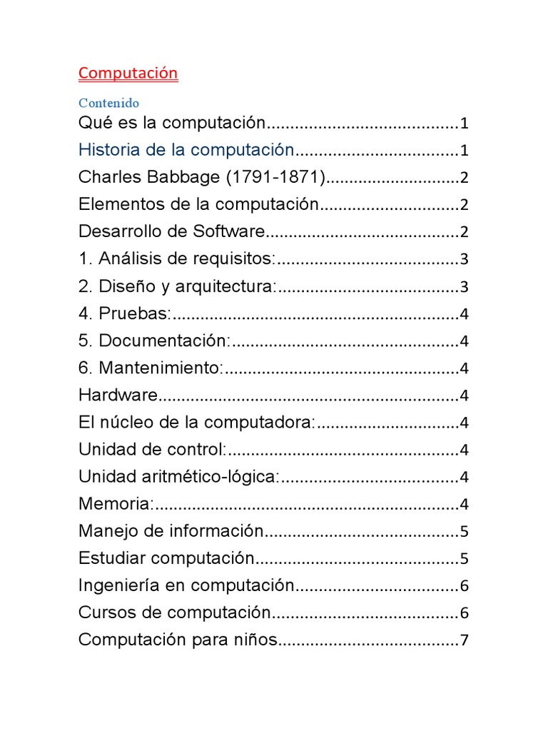 Computación Indice | PDF | Software | Informática