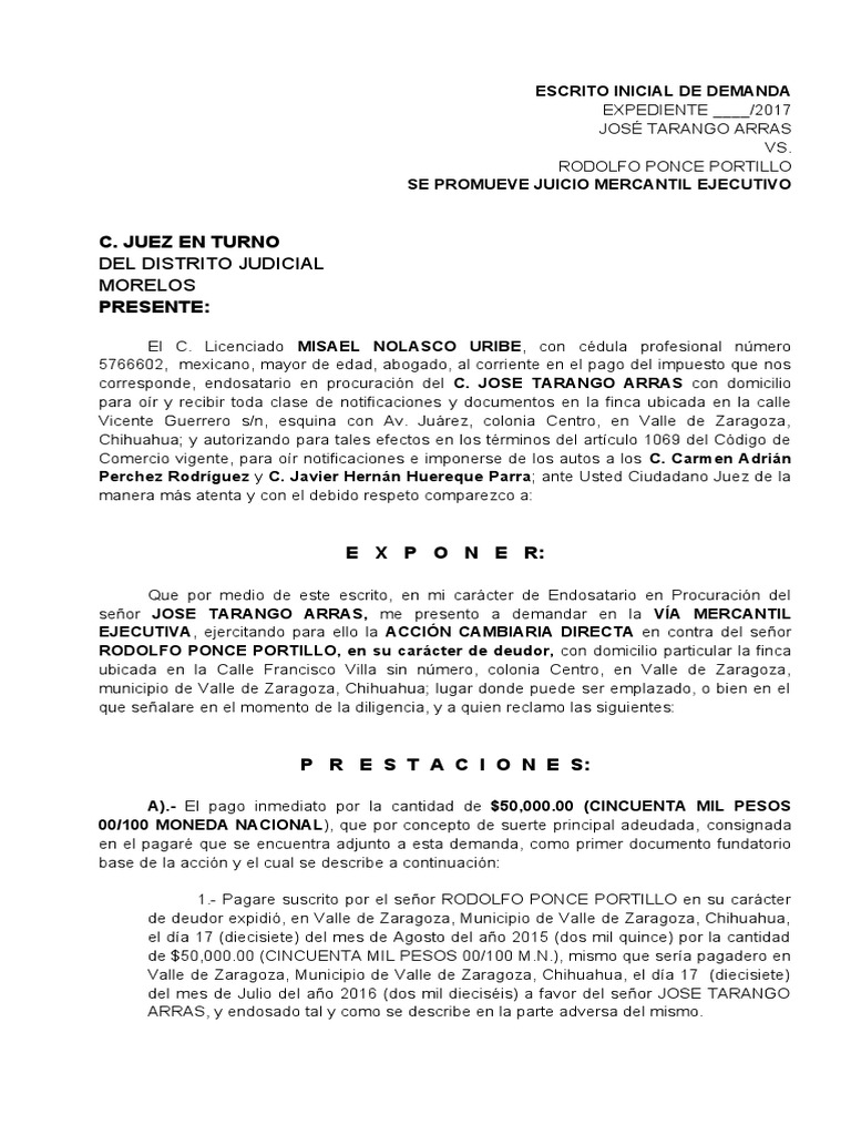 Demanda Mercantil | PDF | Demanda judicial | Instrumento negociable