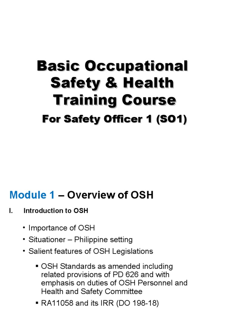 Module 1 Pdf Occupational Safety And Health Safety