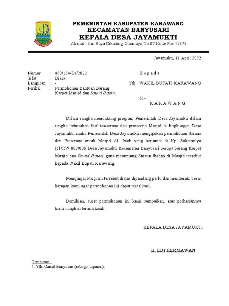 Contoh Surat Permohonan | PDF