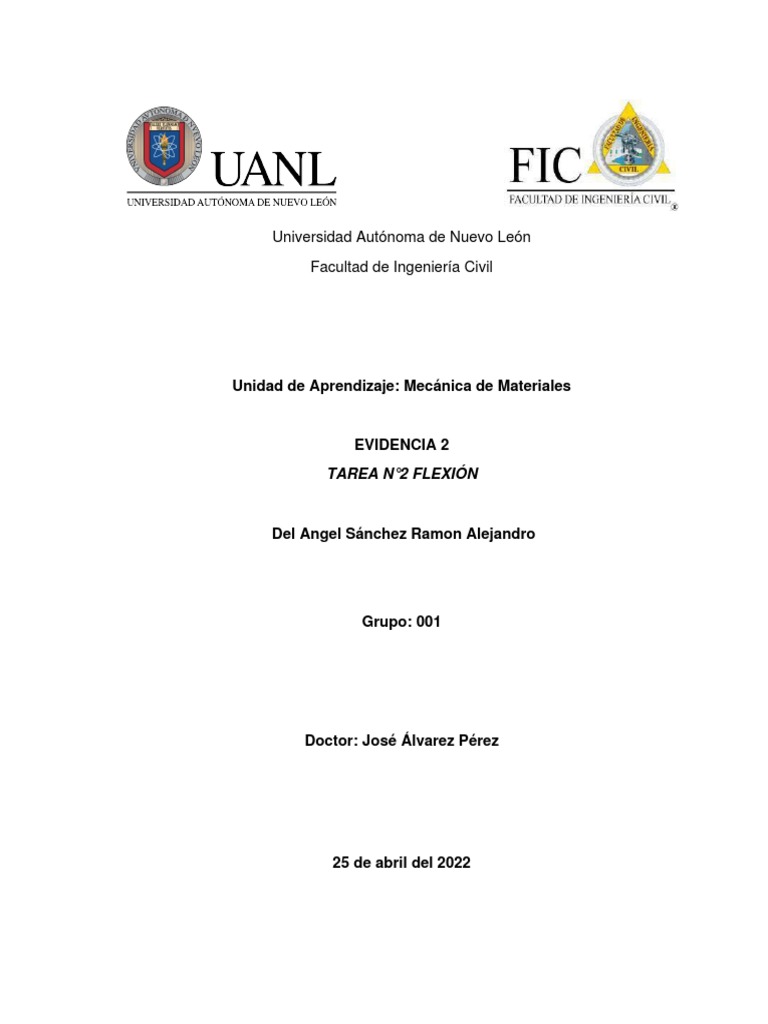 Tarea Flexión | PDF | Viga (Estructura) | Física Aplicada e Interdisciplinaria