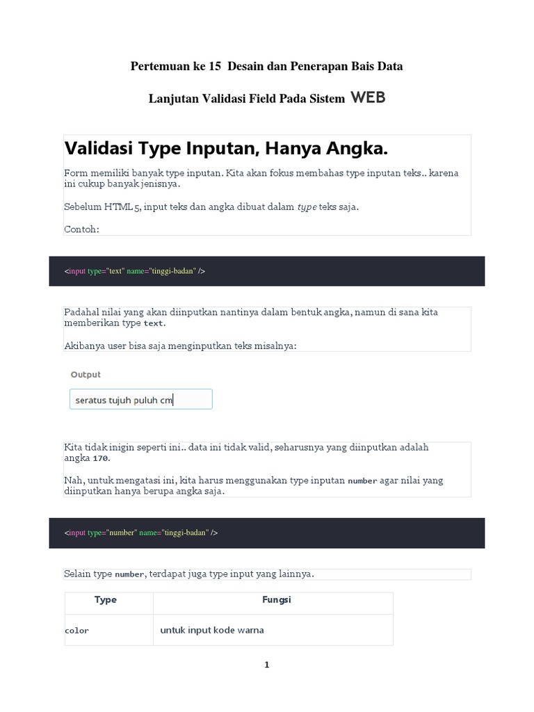 Pertemuan 15 DESAIN DAN PENERAPAN Lanjutan Validasi Field | PDF