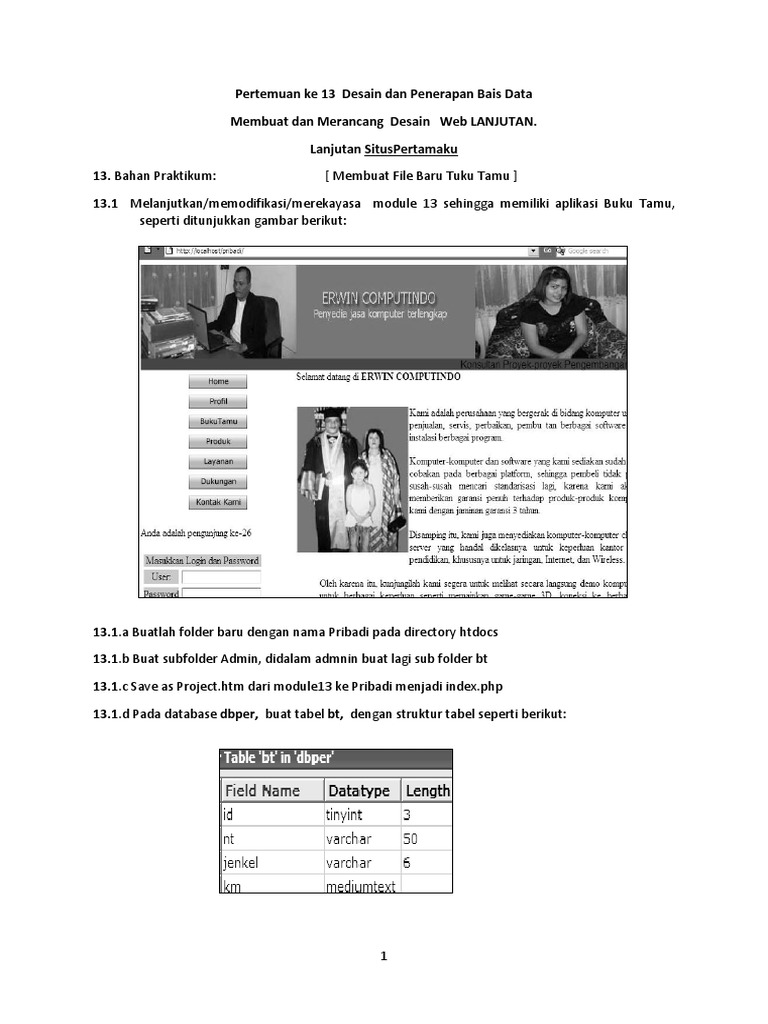Pertemuan 13 DESAIN DAN PENERAPAN BASISDATA Berbais WEB LANJUTAN 2 | PDF | Komputer | Teknologi ...