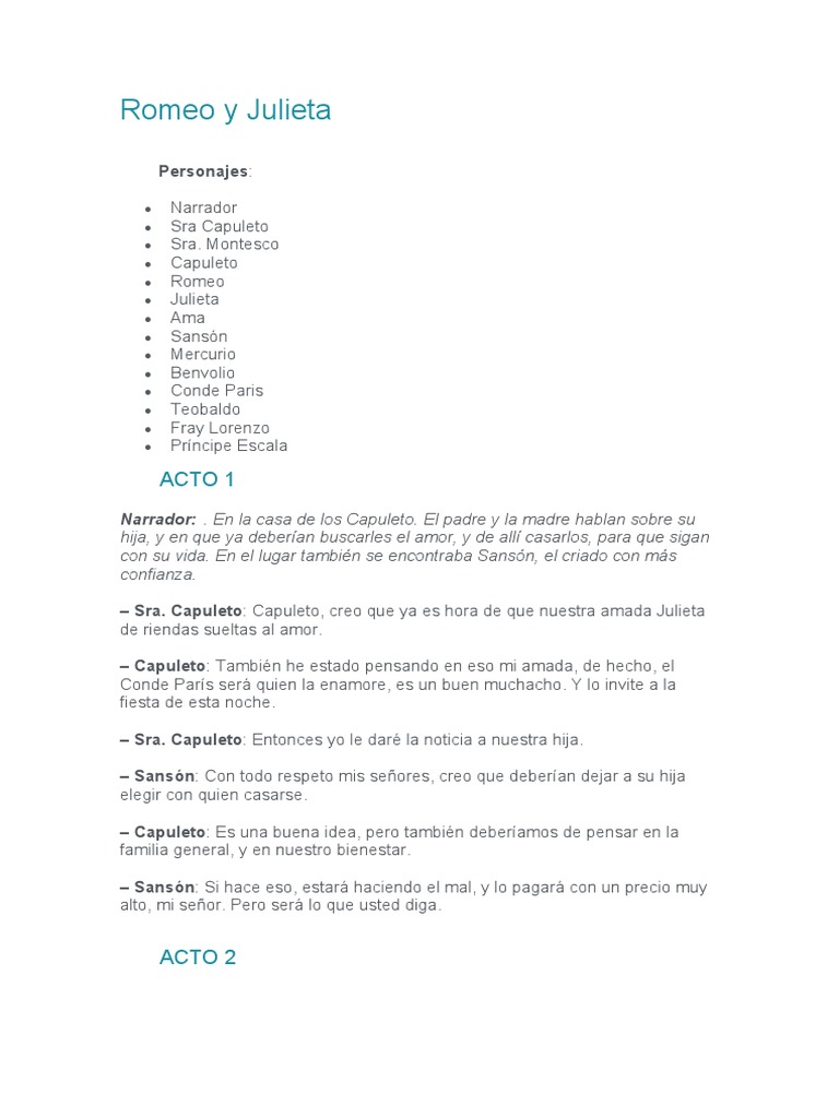 Romeo y Julieta Dialogos | PDF | Romeo y Julieta