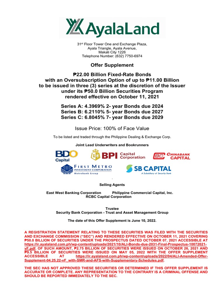 ALI Bonds 2022 Issuance Due 2024, 2027, 2029 | Download Free PDF ...