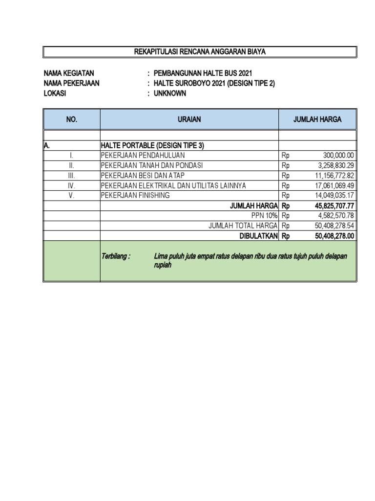 Rab Halte Baru 2021 (Tipe 2) | PDF