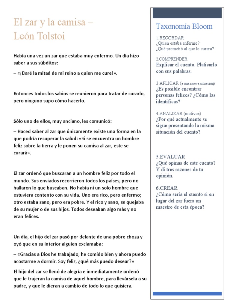 El Zar y La Camisa | PDF