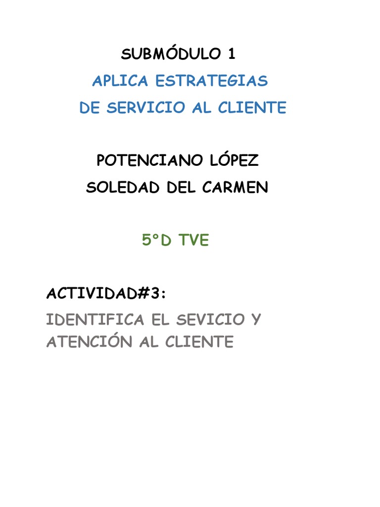 Aplica Estrategias de Servicio Al Cliente. Cuadro Comparativo. | PDF | Cliente | Servicio al Cliente