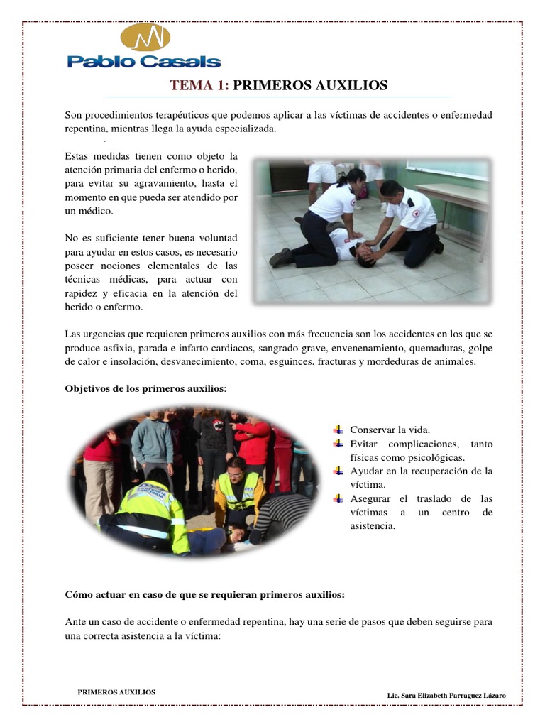 Manual de Primeros Auxilios - I Unidad | PDF | Presión sanguínea ...