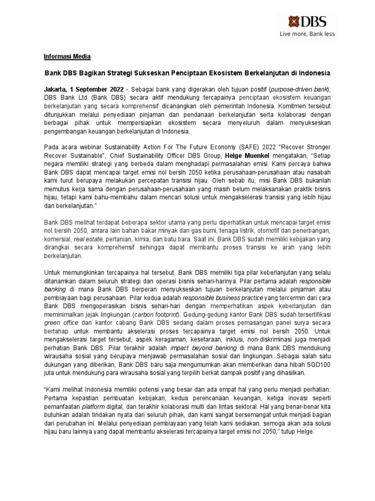 (DBS) Informasi Media - Bank DBS Bagikan Strategi Sukseskan Penciptaan ...