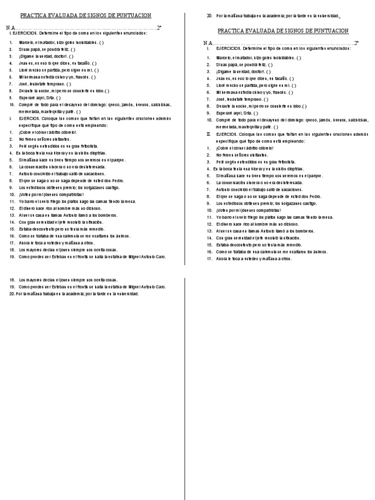 Practica Evaluada de Signos de Puntuacion | PDF