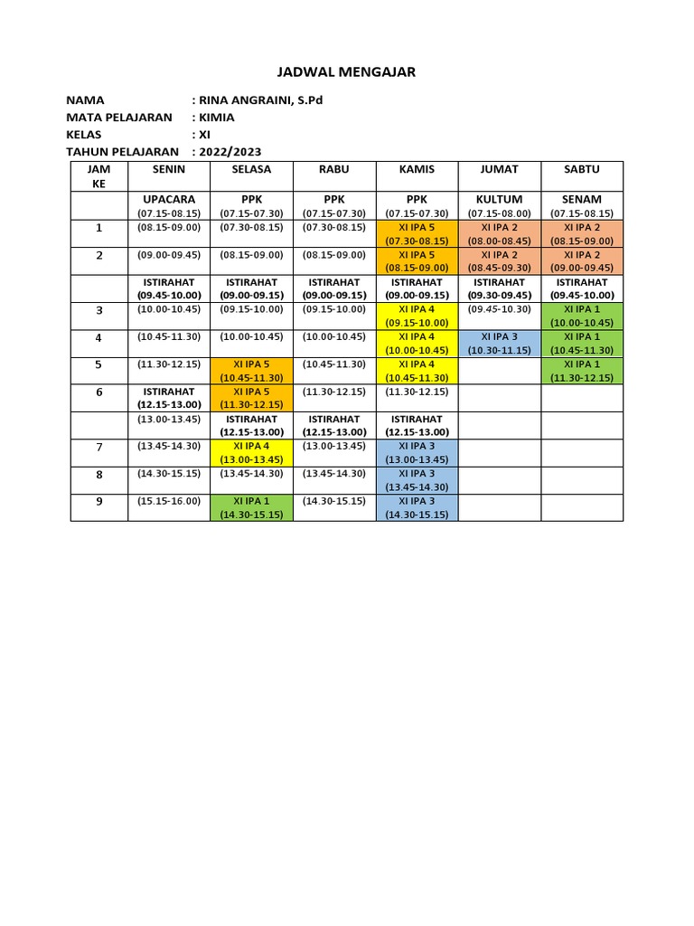 Jadwal Mengajar | PDF