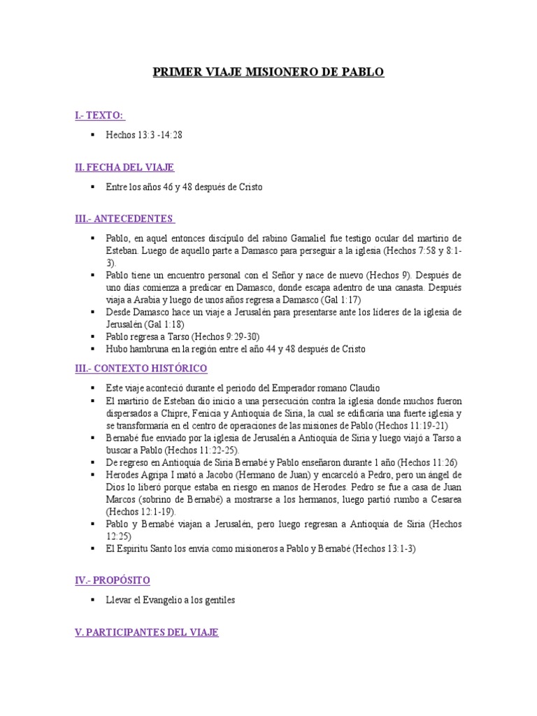 Primer Viaje Misionero de Pablo | PDF | Pablo el apóstol | Bernabé