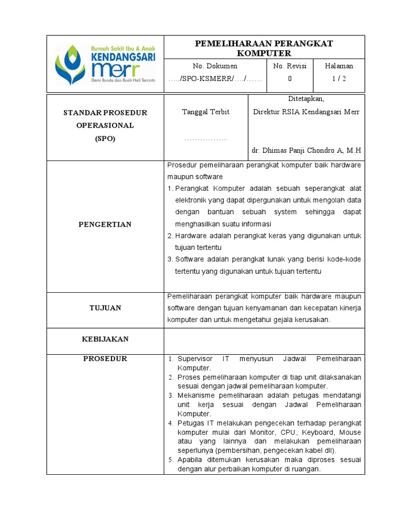 SPO - Pemeliharaan Perangkat Komputer | PDF