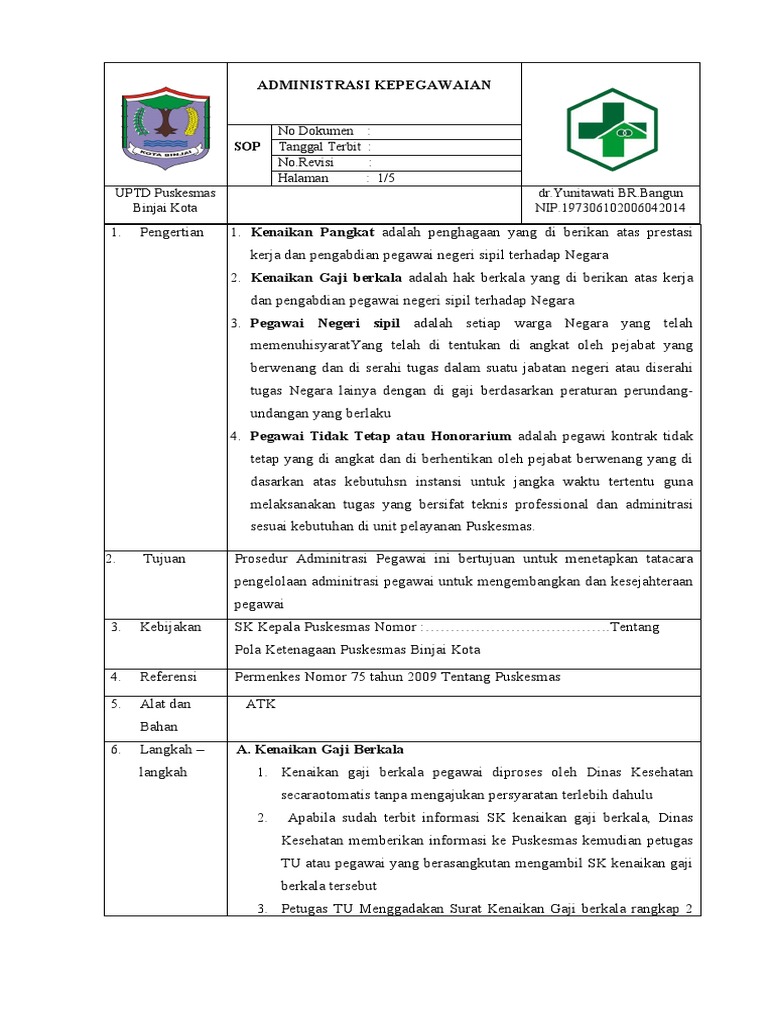 SOP Administrasi Kepegawaian | PDF