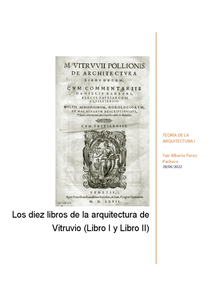 Los Diez Libros de La Arquitectura de Vitruvio (Libro I y II) | PDF | Teoría | Conocimiento