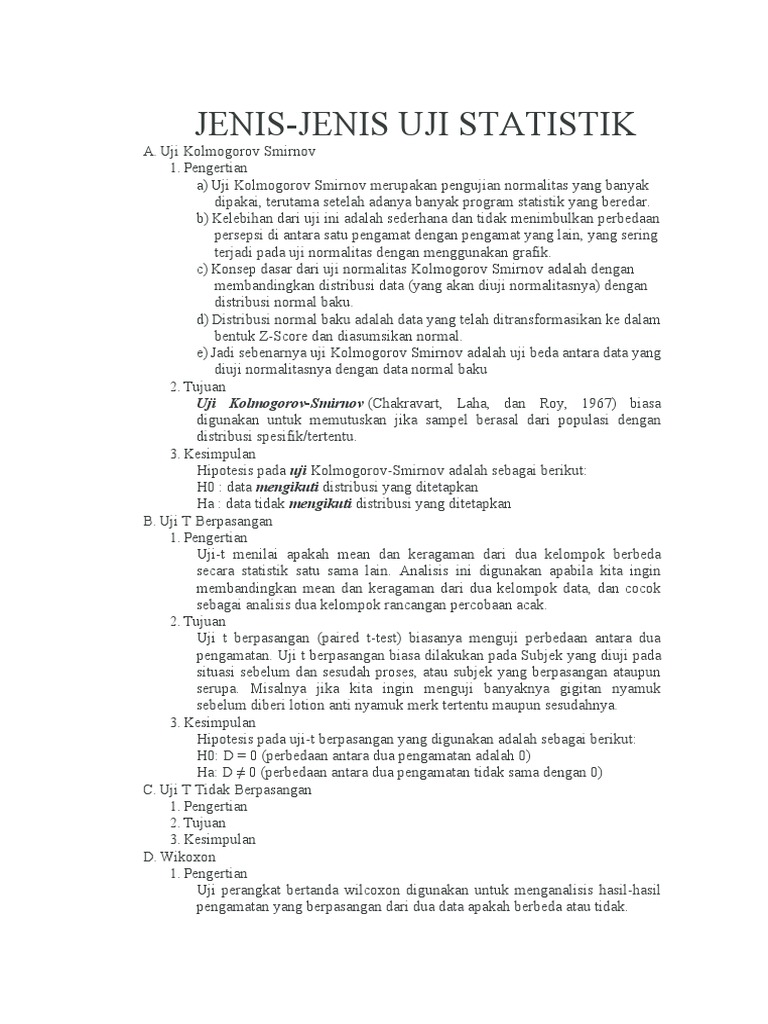 Jenis Uji Statistik dalam Penelitian Kuantitatif | PDF | Metode & Bahan ...