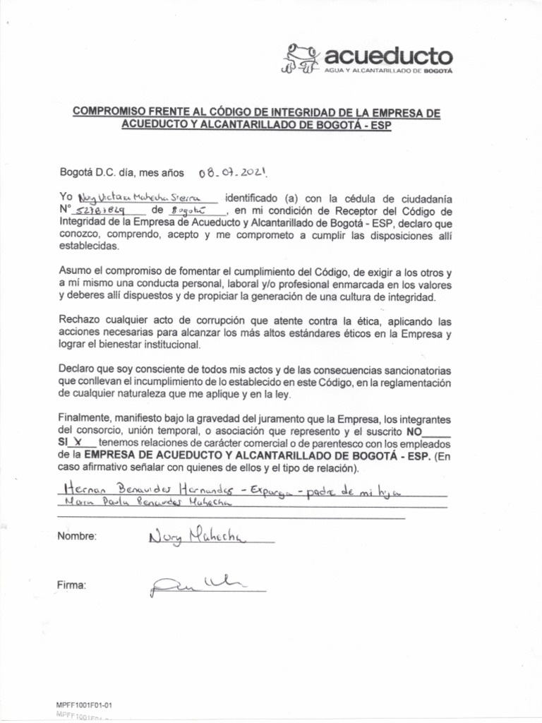 Compromiso Integridad Nury Mahecha 004 | PDF