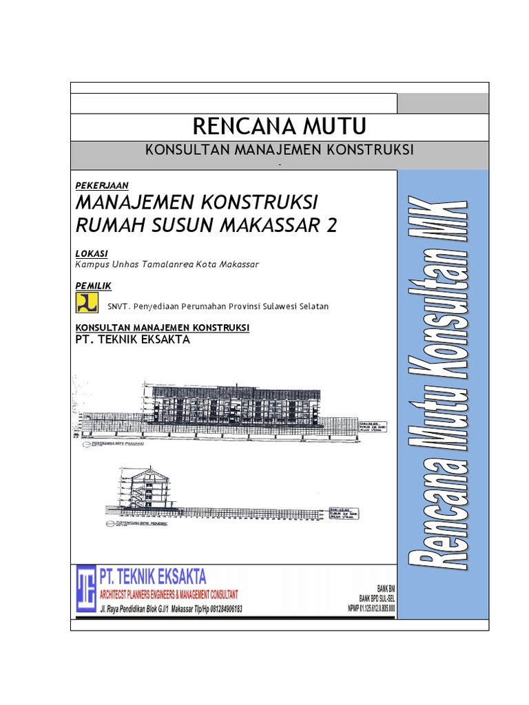 Rencana Mutu Konsultan Manajemen Konstruksi - Eksakta | PDF | Seni ...