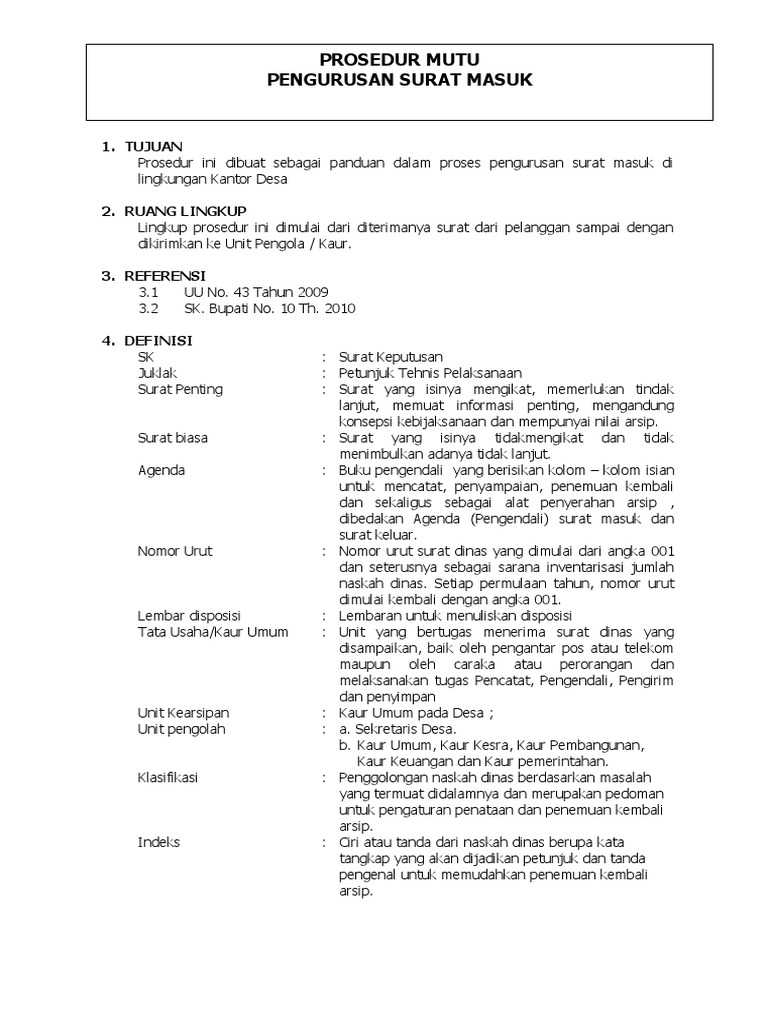 PROSEDUR Surat Masuk | PDF