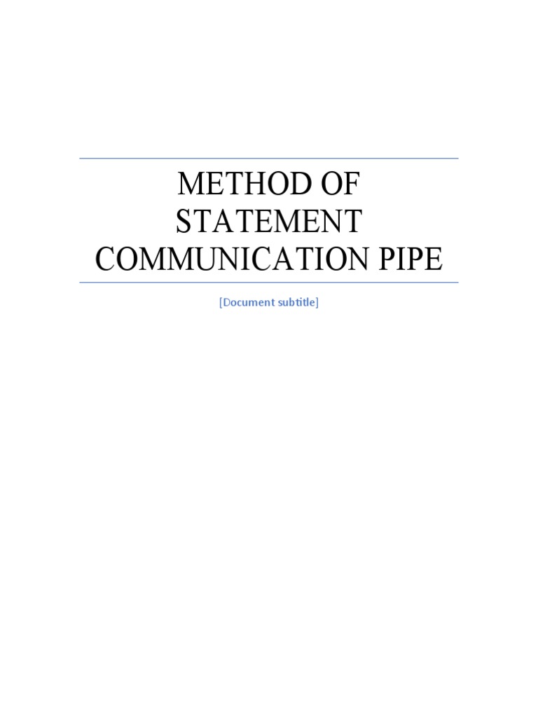 METHOD OF STATEMENT-COMMUNICATION PIPE Subscrib | PDF | Pipe (Fluid Conveyance) | Screw