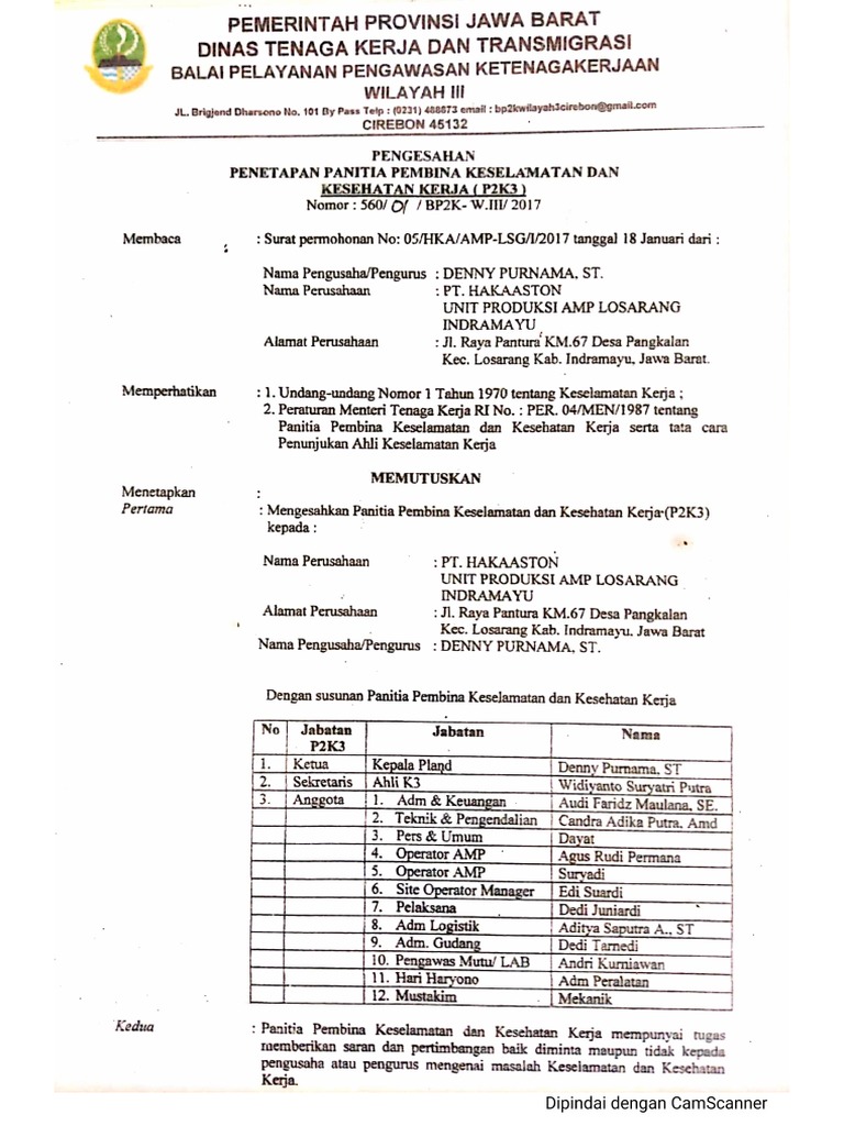 Sertifikat P2K3 | PDF
