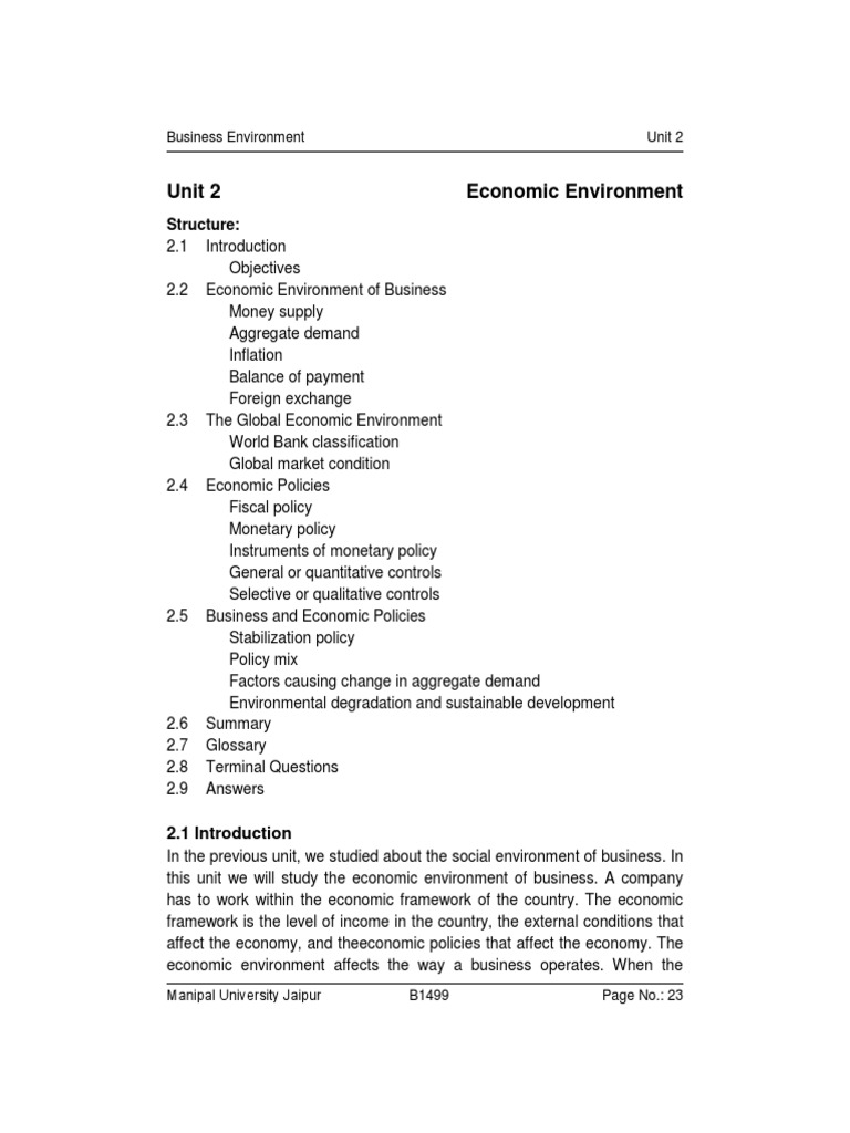 DBB1103-Unit 02-Economic Environment | Download Free PDF | Fiscal Policy | Inflation
