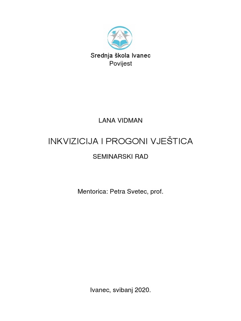 Inkvizicija I Progoni Vjestica Lana Vidman | PDF