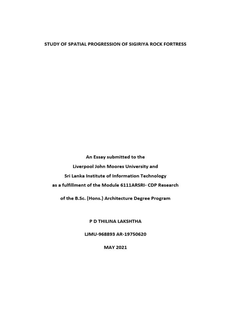 Sigiriya Rock Fortress: Spatial Progression Study | PDF
