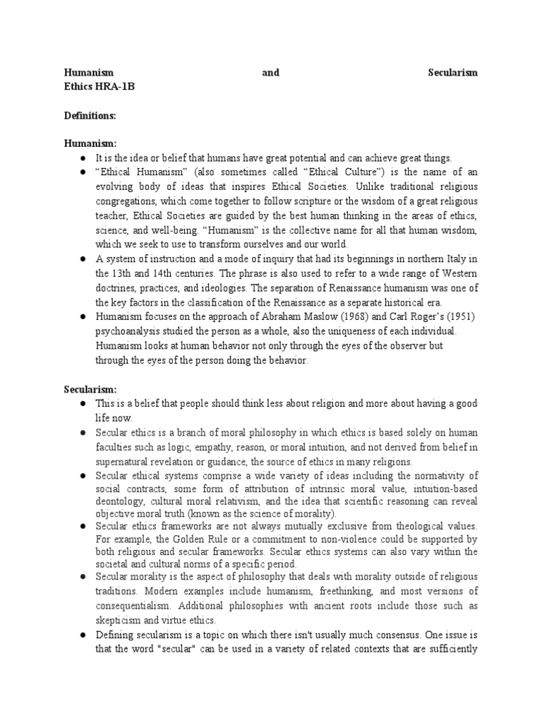 Humanism and Secularism | PDF | Humanism | Secularism