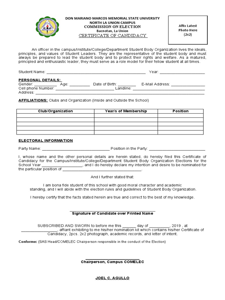 CERTIFICATE-OF-CANDIDACY-FORM | PDF | Government