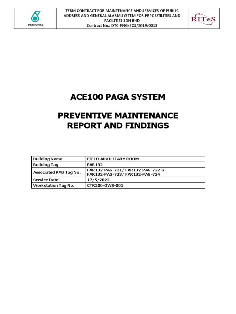 PAGA System Maintenance Report | PDF | Loudspeaker | Door