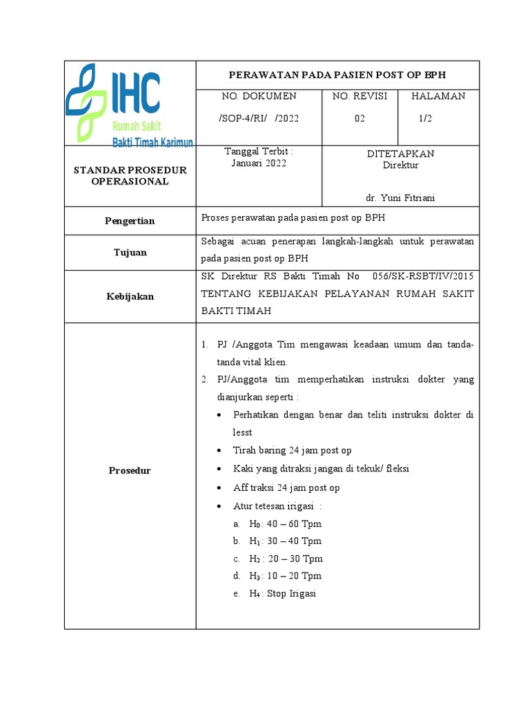 Perawatan Pasien Post Op BPH | PDF