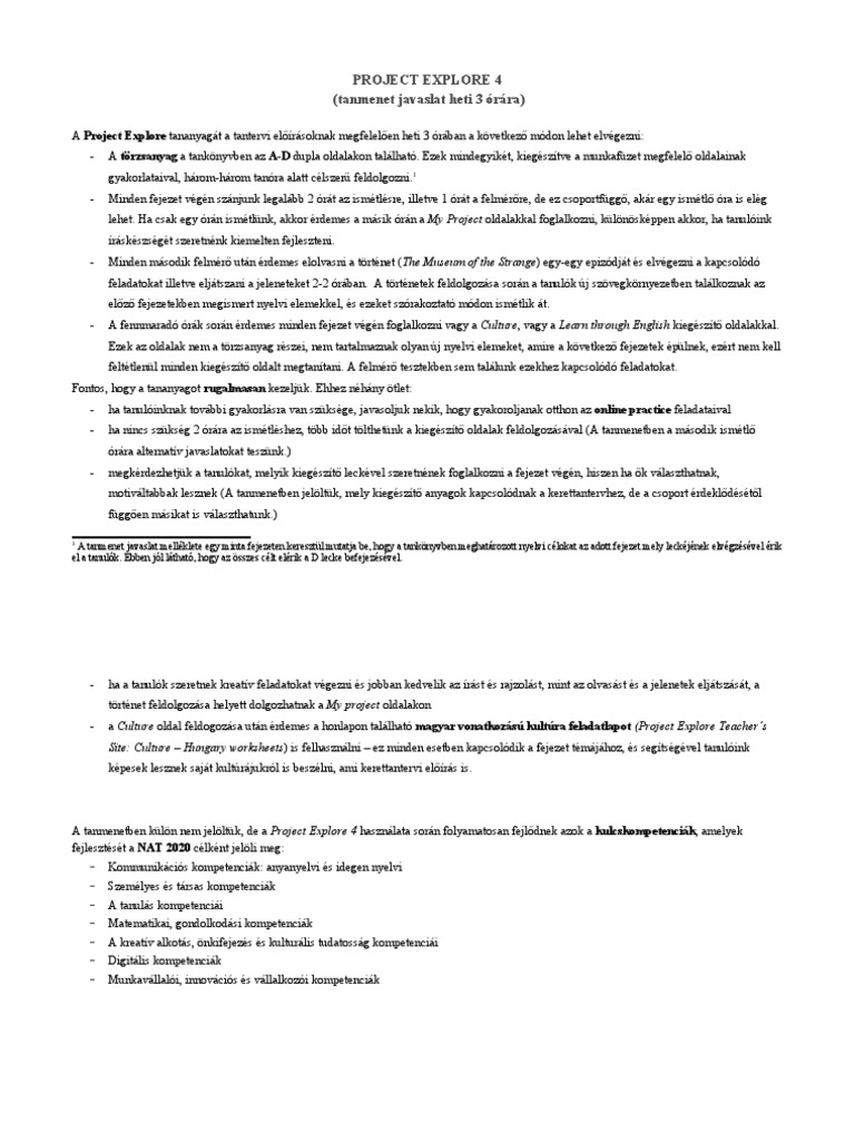 Projectexplore4 Tanmenet | PDF