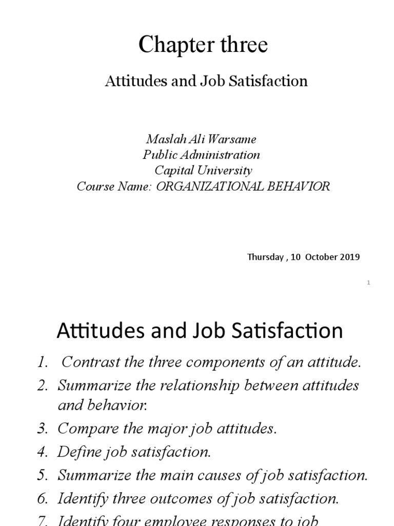 Lecture 3 OB | PDF | Job Satisfaction | Attitude (Psychology)