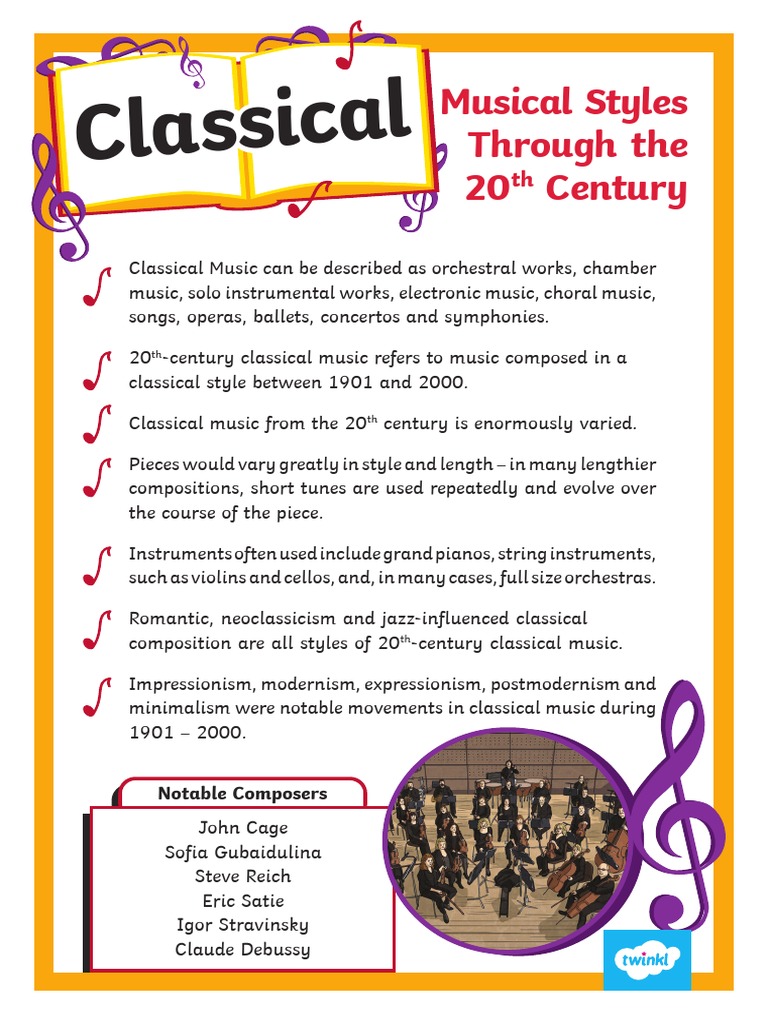 t2 Mu 068 Musical Styles Through The 20th Century Information Poster ...