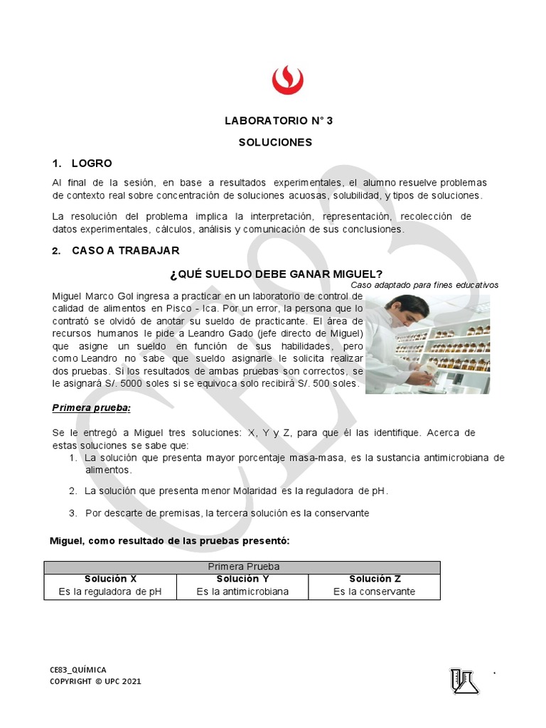 CE83 S05 S18 Lab03 TP Soluciones | PDF | Química