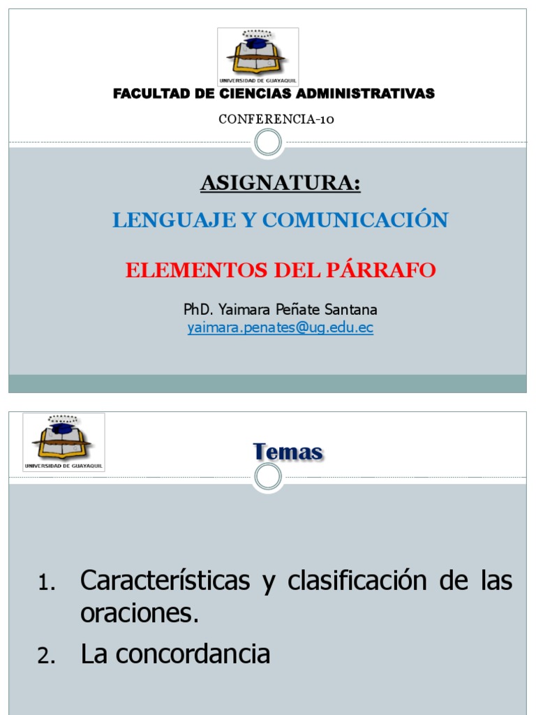 Elementos Del Párrafo | PDF | Oración (Lingüística) | Numero Gramatical