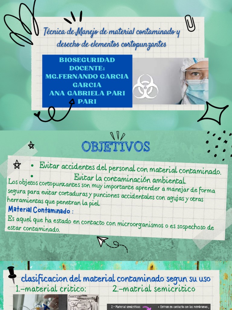 Técnica de Manejo de Material Contaminado y Desecho de Elementos Cortopunzantes... | PDF ...