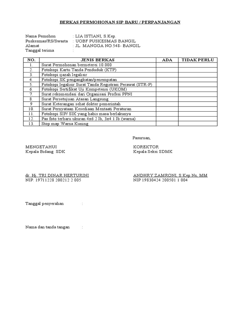 Blangko Pengajuan Sik Sip 2022 | PDF