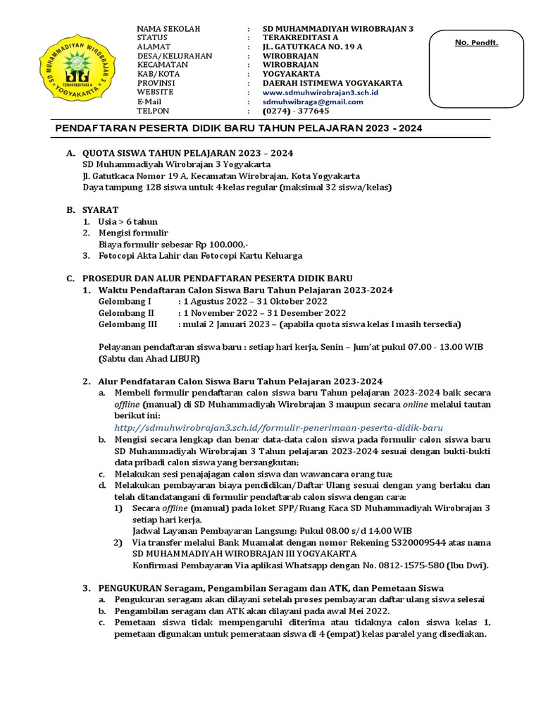 Formulir PPDB 2023/2024 | PDF