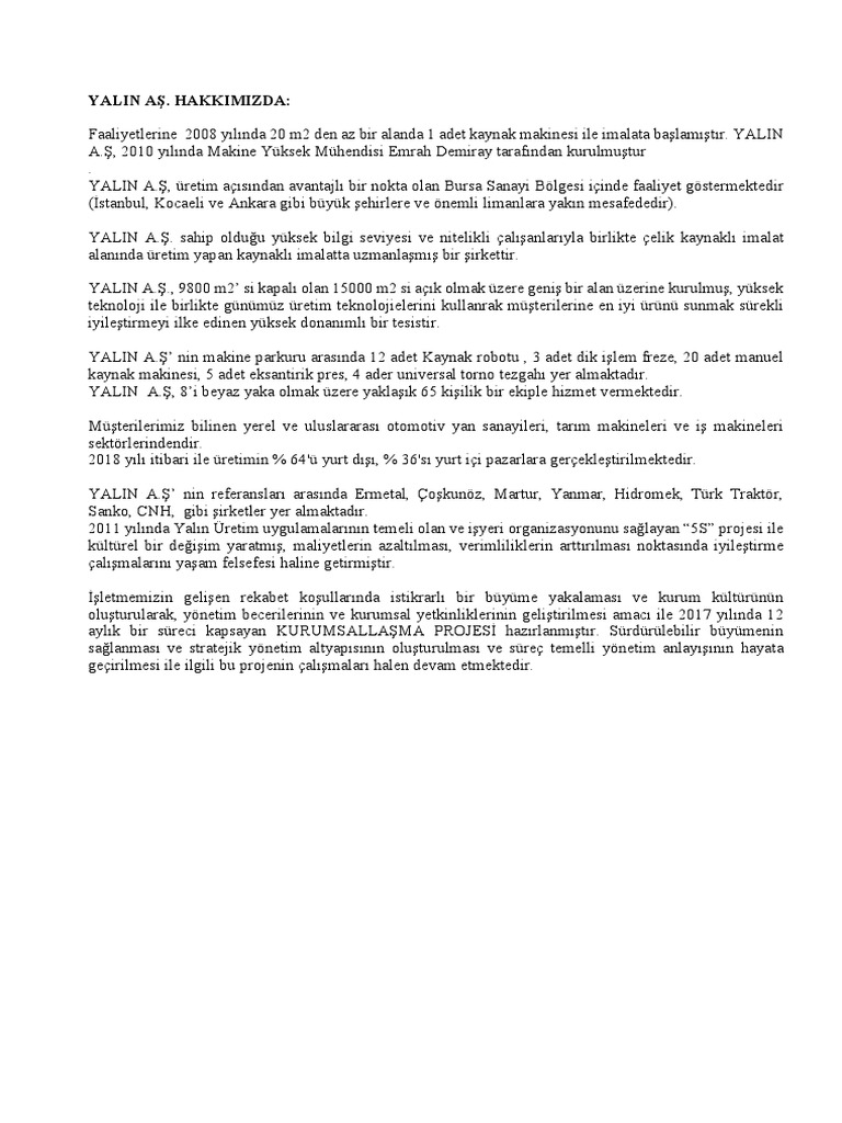 Yalin A.Ş | PDF